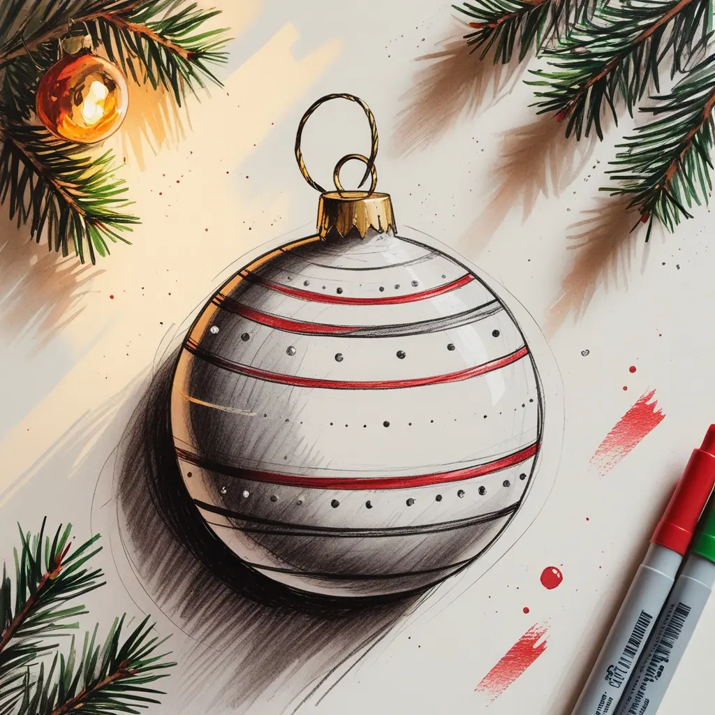 Easy Ornament Drawing: Simple Christmas Ornament Ideas for Beginners ...